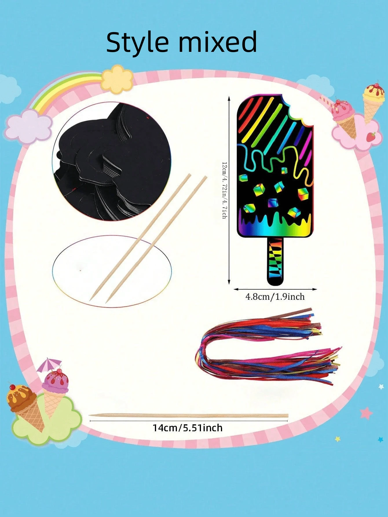 24 piezas de tarjetas para raspar de helado, favores de fiesta de ...