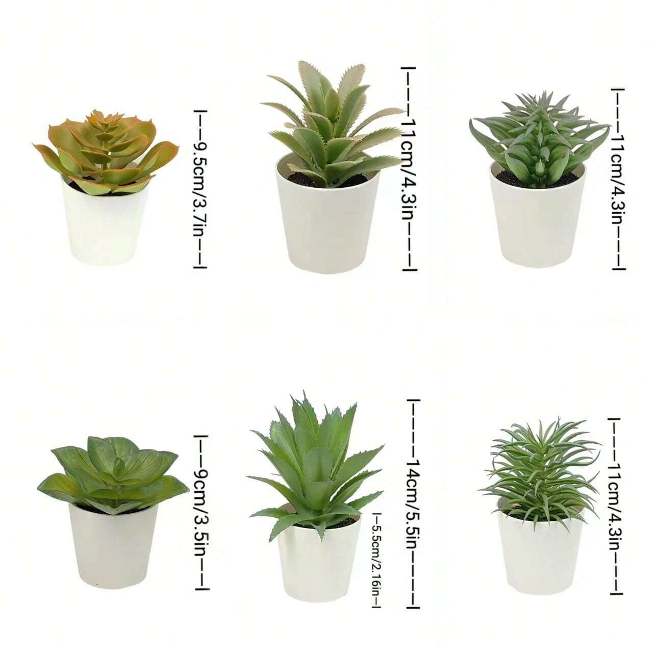 Conjunto de 6 Plantas Suculentas Artificiais - Mini Plantas em Vasos ...
