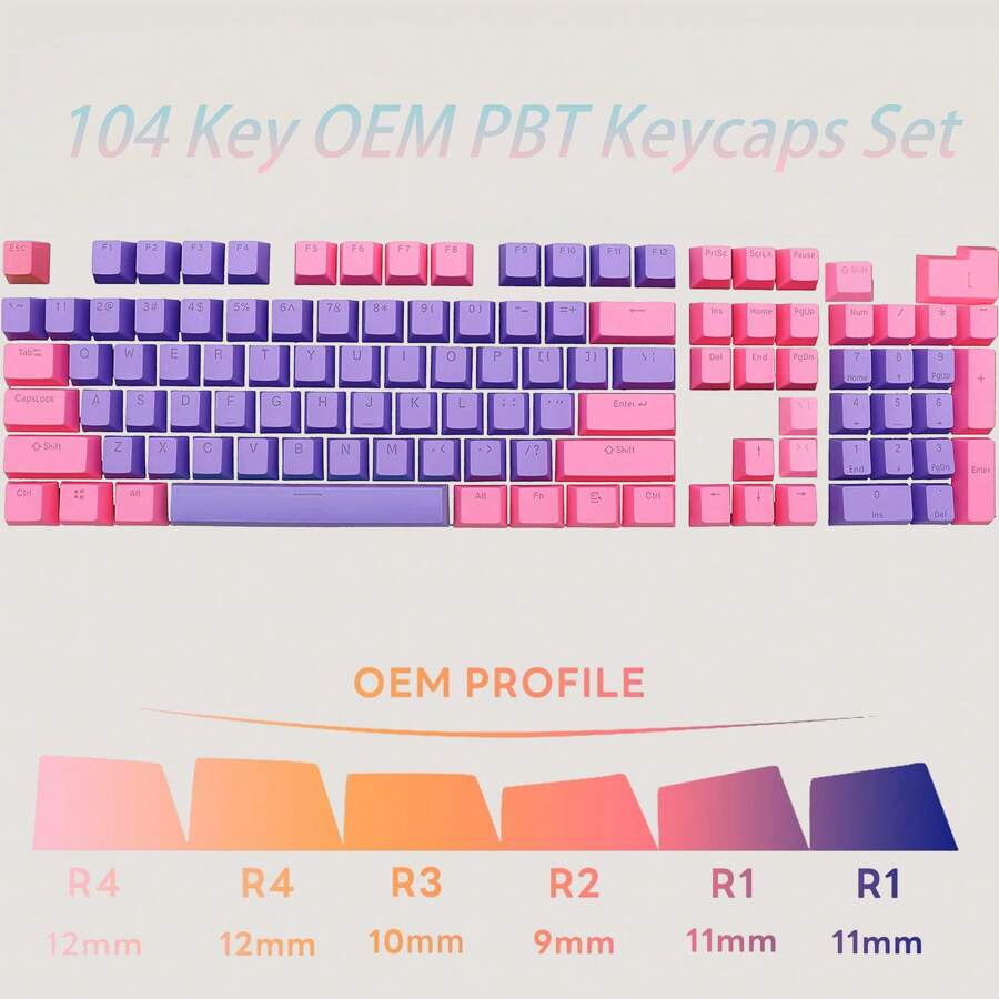 PBT Keycaps Set 104 Keys, Pbt Keyboard Cap Replacement Keycap Keyboard ...