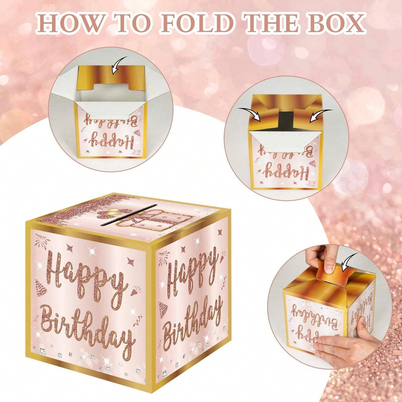 Birthday Money Box For Cash Gift Pull, With DIY Stickers, Happy ...