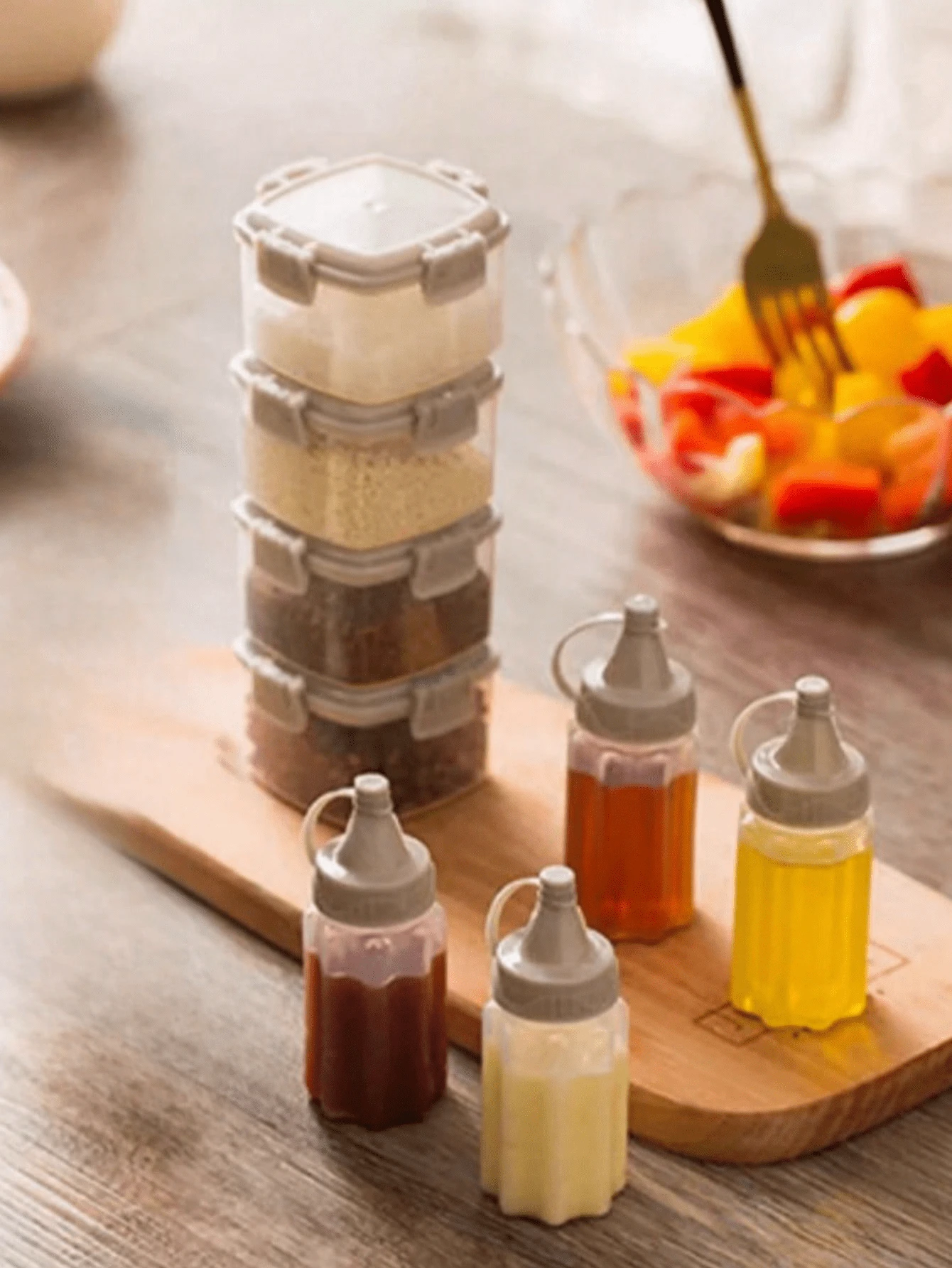 4pcs Plastic Sauce Squeeze Bottles, Mini Seasoning Box, Salad Dressing ...