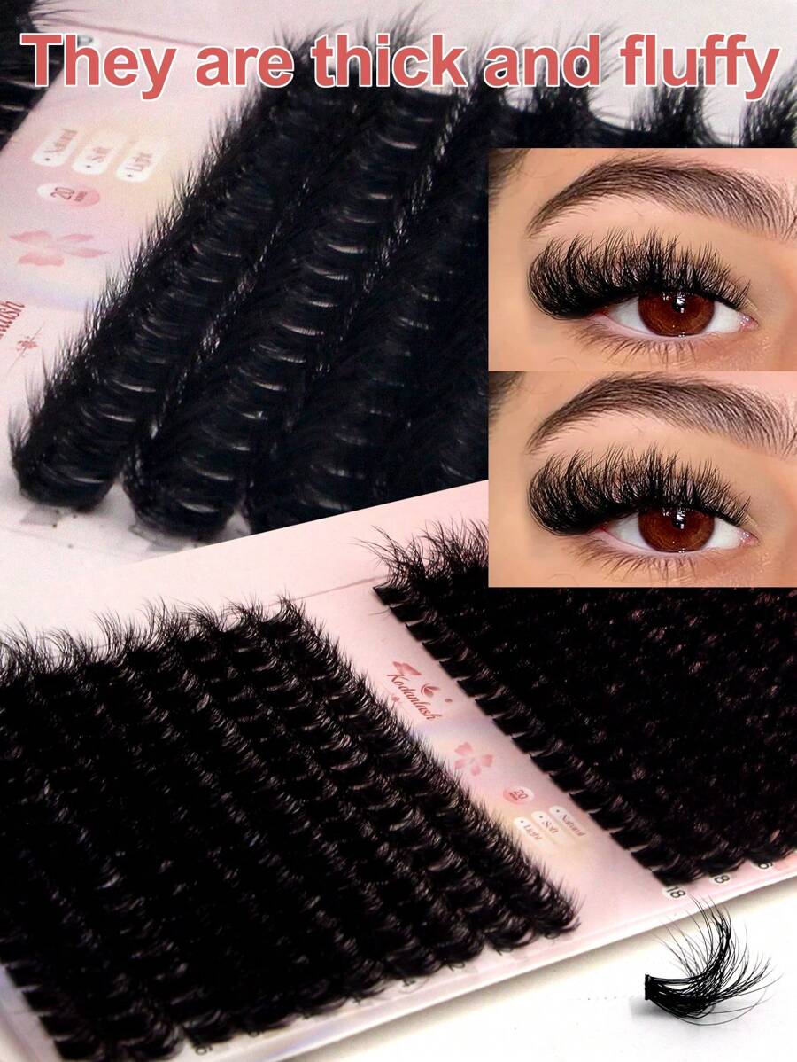 100D+120D Fluffy Lash Clusters Thick Faux Mink Eyelash Clusters 320Pcs ...