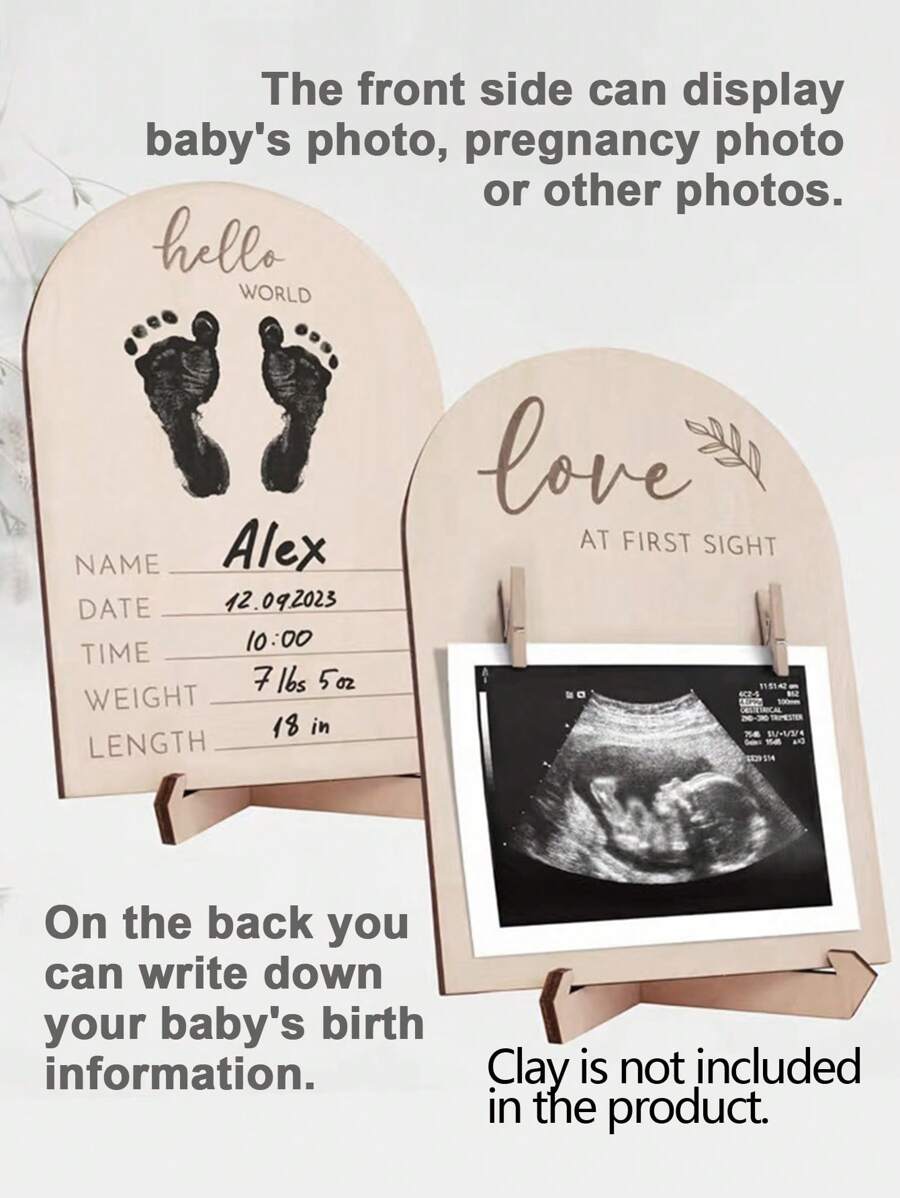Wooden Ultrasound Baby Scan Picture Frame, Stylish Double-Sided Sign ...