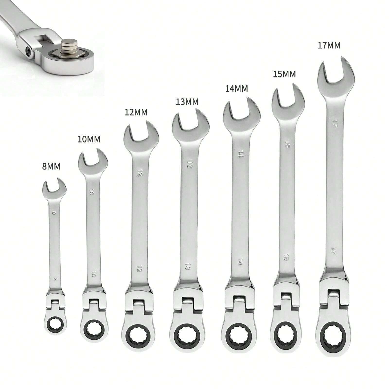 7Pcs Ratcheting Wrench Set , Flex-Head Ratcheting Wrench Kit ...