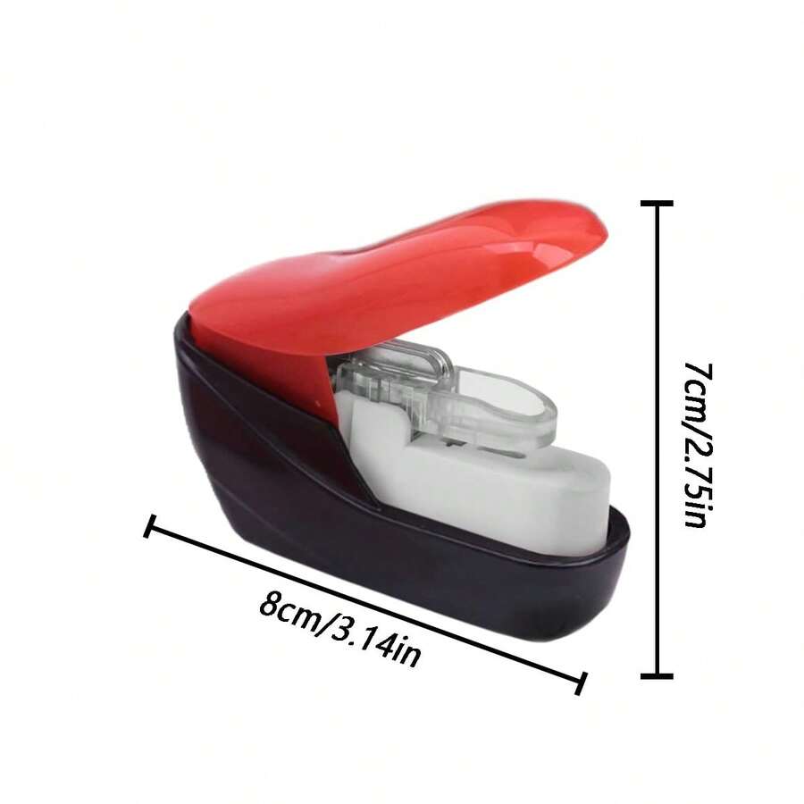 1pc Red Non-Punching Stapler, Manual Mini Safe Stapler For School And ...
