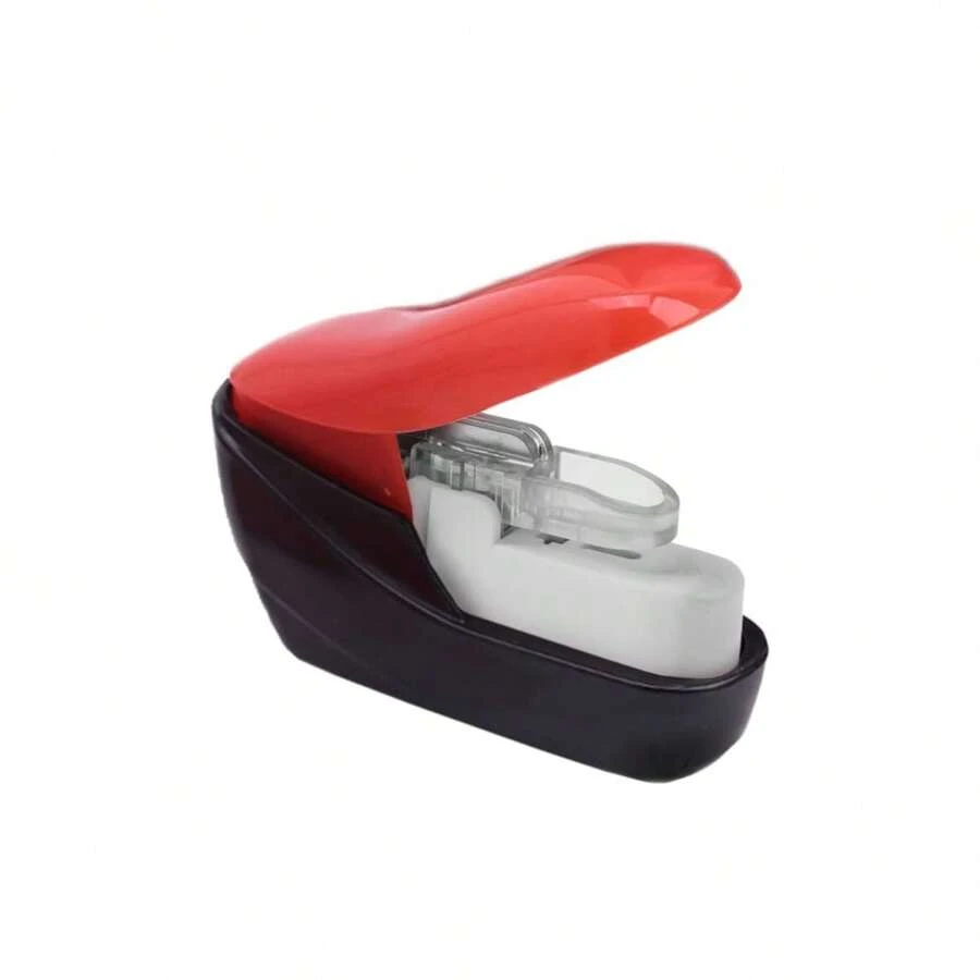 1pc Red Non-Punching Stapler, Manual Mini Safe Stapler For School And ...