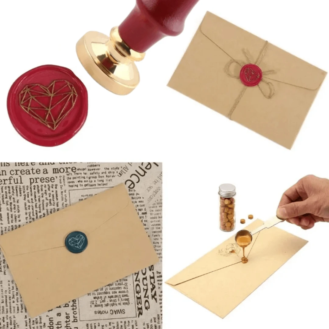 Antikes Kupfer Metall Blumen Mond und Sterne Muster Wachssiegel Wachs ...