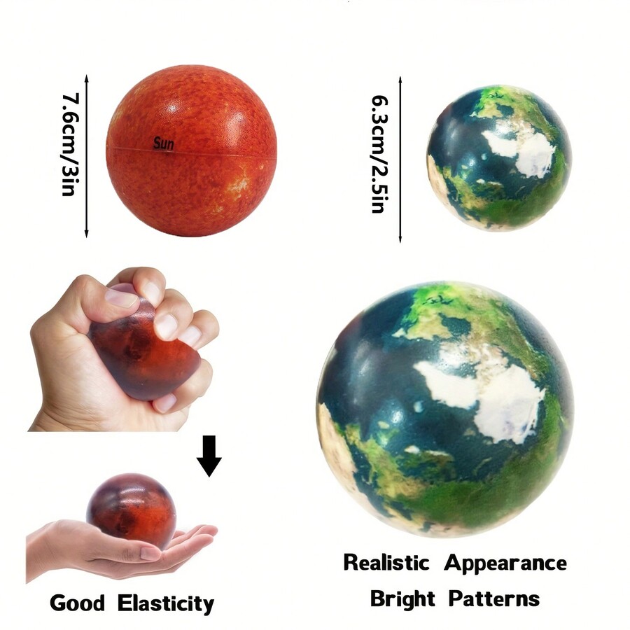 10pcs Relaxing Solar System Planet Stress Balls - Space-Themed Fidget ...