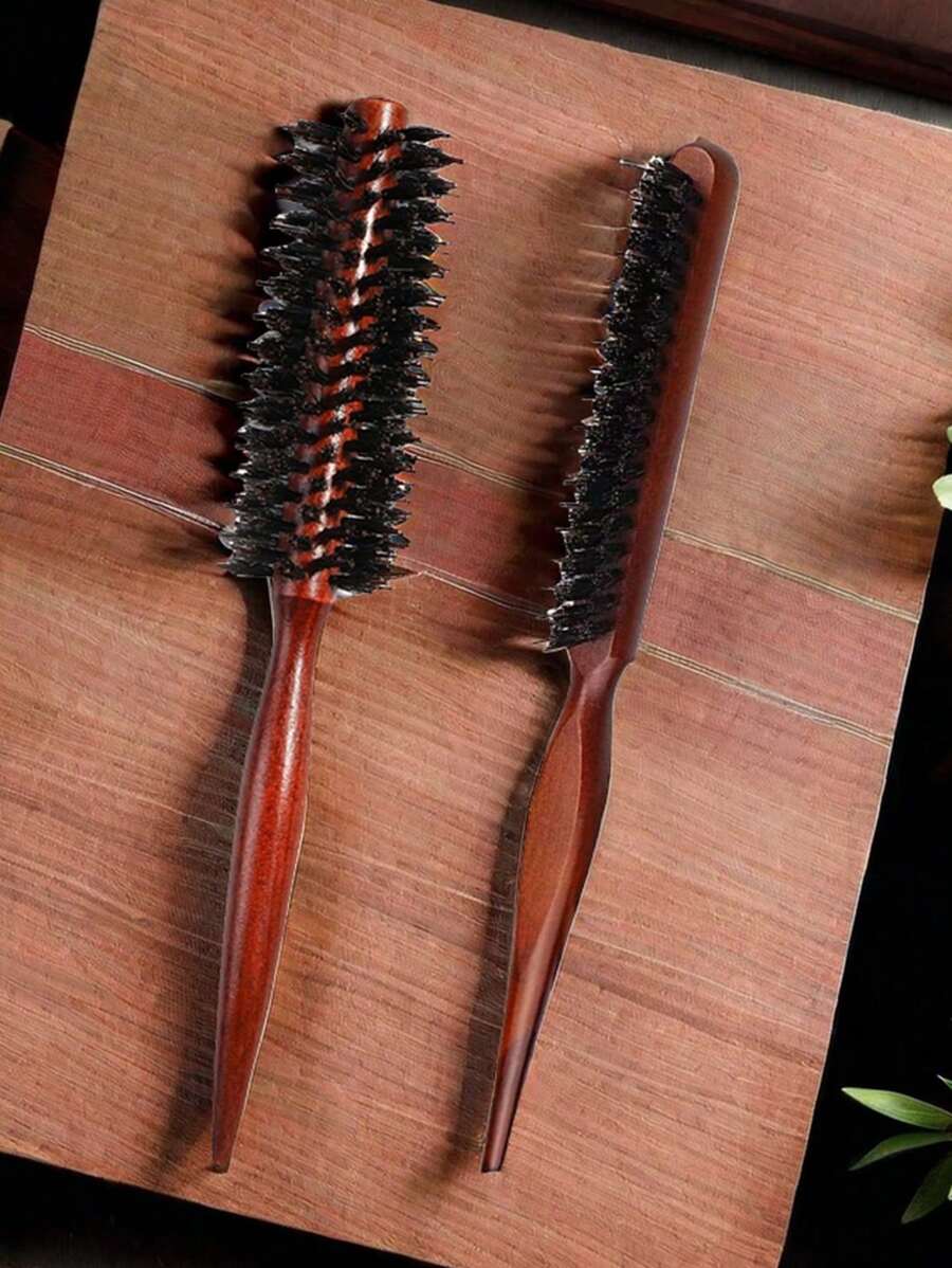 Salon Hair Stylist Heat Resistant Wooden Hair Roll Comb Set With ...