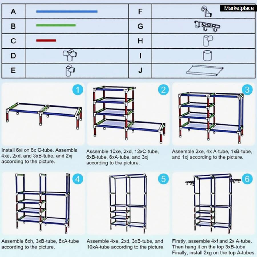 1pc Easy-To-Assemble Steel Pipe Wardrobe With Clothes Hanger And ...