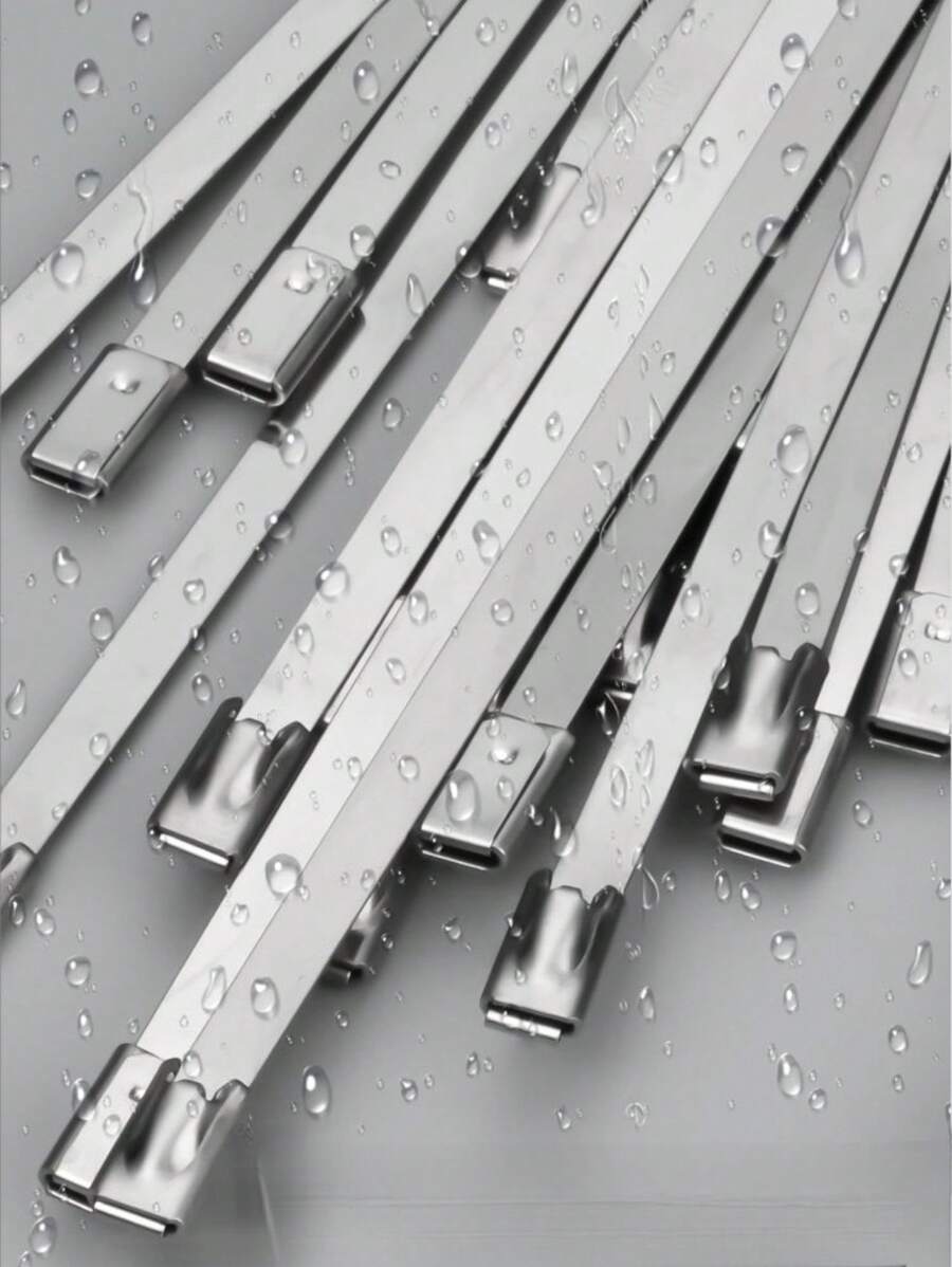 100 piezas Lazos con cremallera metálicos, Lazos de cable de acero inoxidable de 7.87 * 0.18 ...