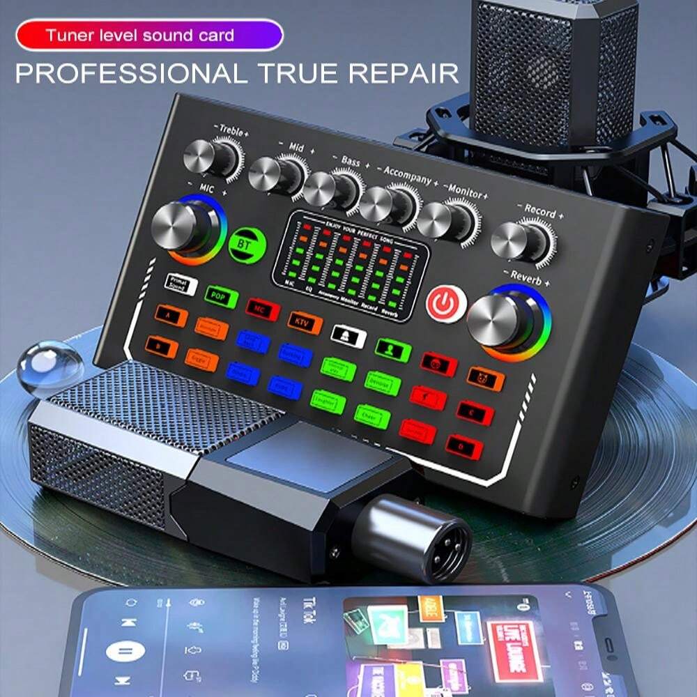 F009 Live Sound Card DJ Device Wireless Bluetooth Connection Sound Card ...