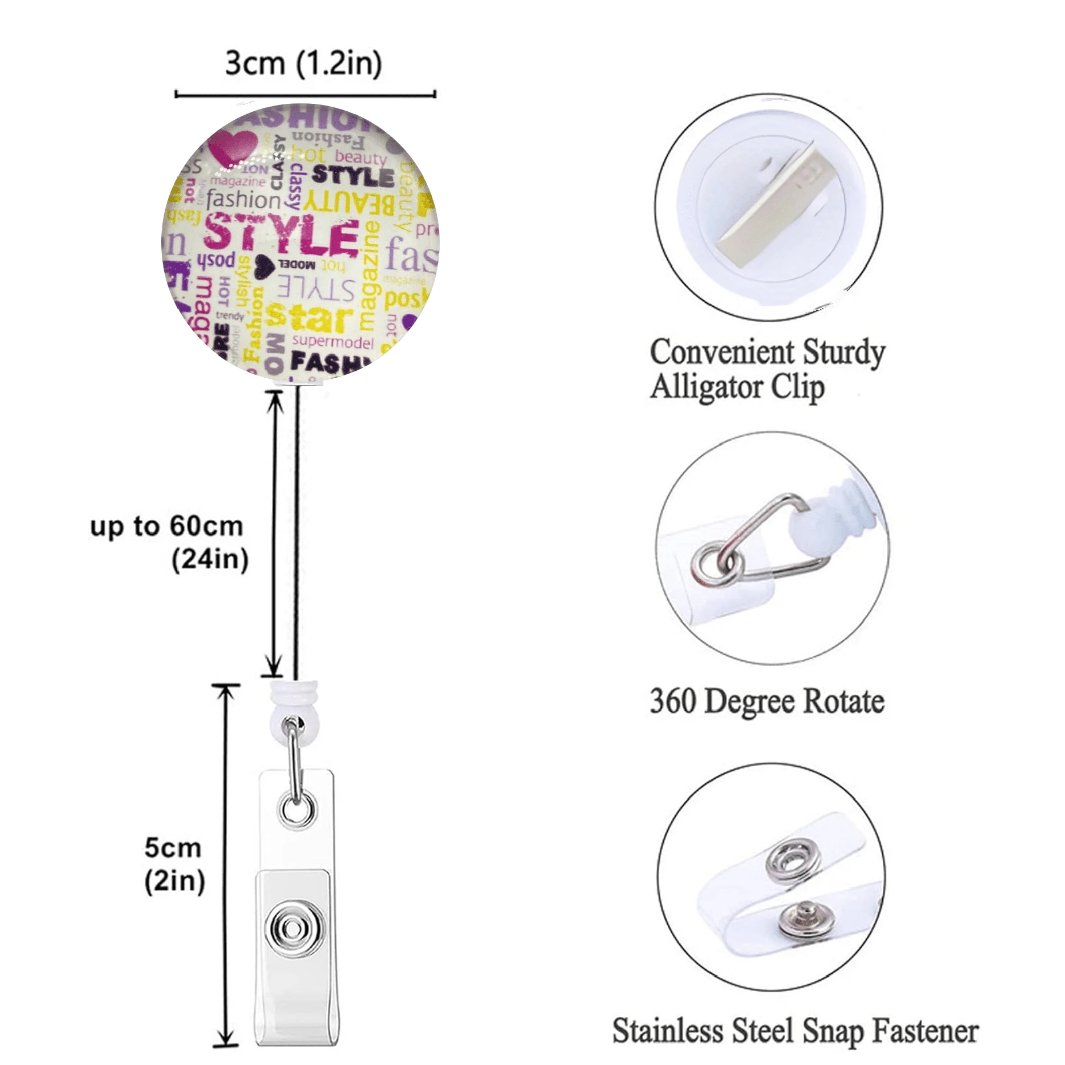 1pc Personalized Retractable Badge Reel Clip, ID Card Holder And ...