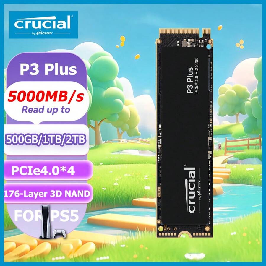 Crucial P3 Plus SSD 500GB 1TB 2TB PCIe Gen4x4 3D NAND NVMe M.2 SSD, Up ...