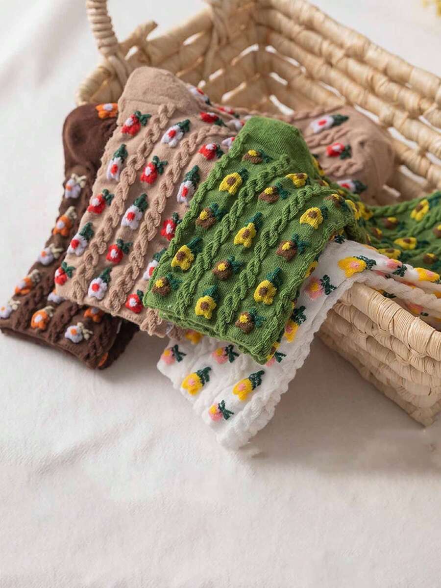 4 Pairs Randomly Collocated Korean Fashion Dongdaemun Spring Socks For ...