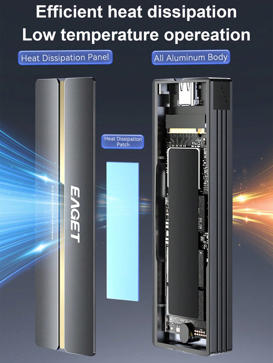 EAGET M.2 PCIE SSD harde schijf behuizing NVME Dual Protocol M.2 naar USB Type C 3.1 SSD-adapter ...