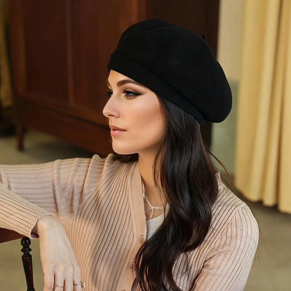 Women's Knitted Beret, Biretta Beret, Autumn & Winter Korean & Japanese ...