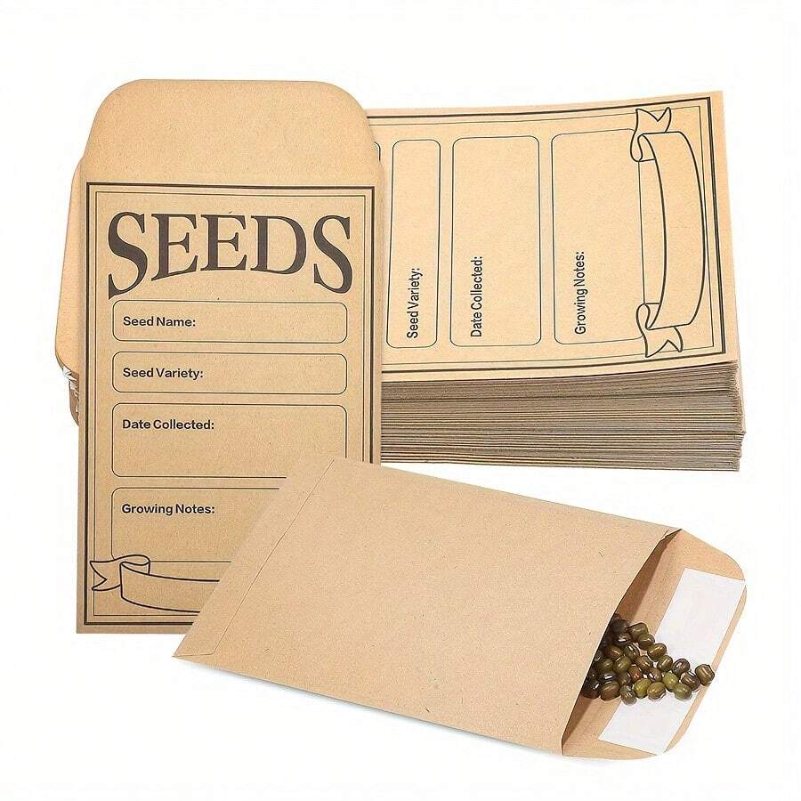 Brown Kraft Paper Seed Packets, 50 Pack Storage Seed Coin Bags ...