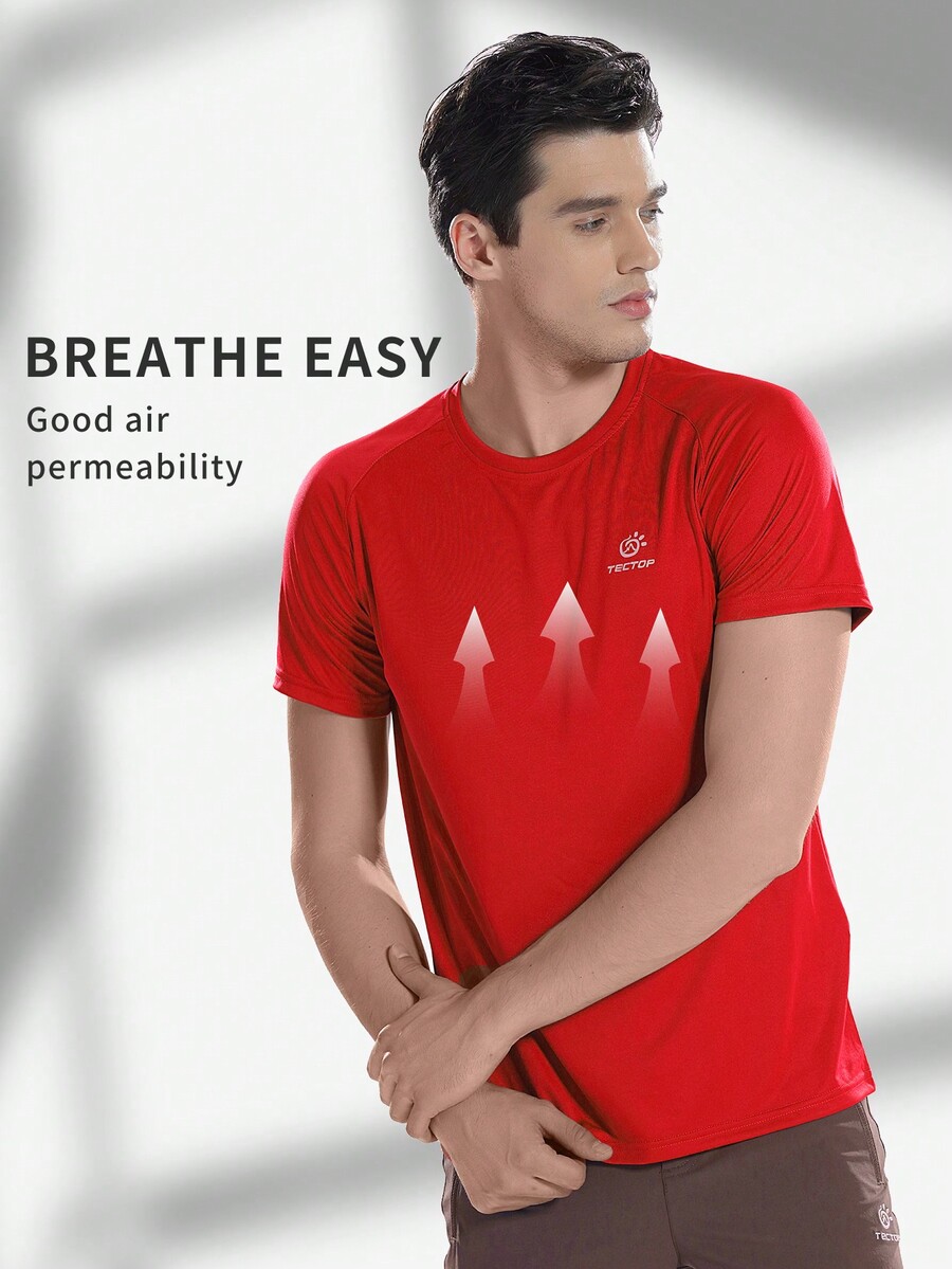 TECTOP Camiseta Masculina de Raglan de Secagem Rápida de Manga Curta ...
