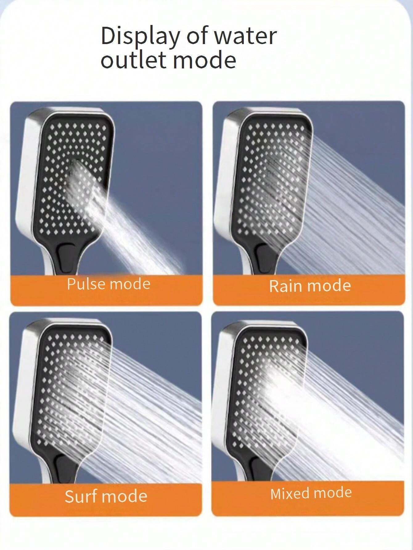 1 Set Boosting Shower Head Kit - Square Handheld Showerhead With 1.5m ...