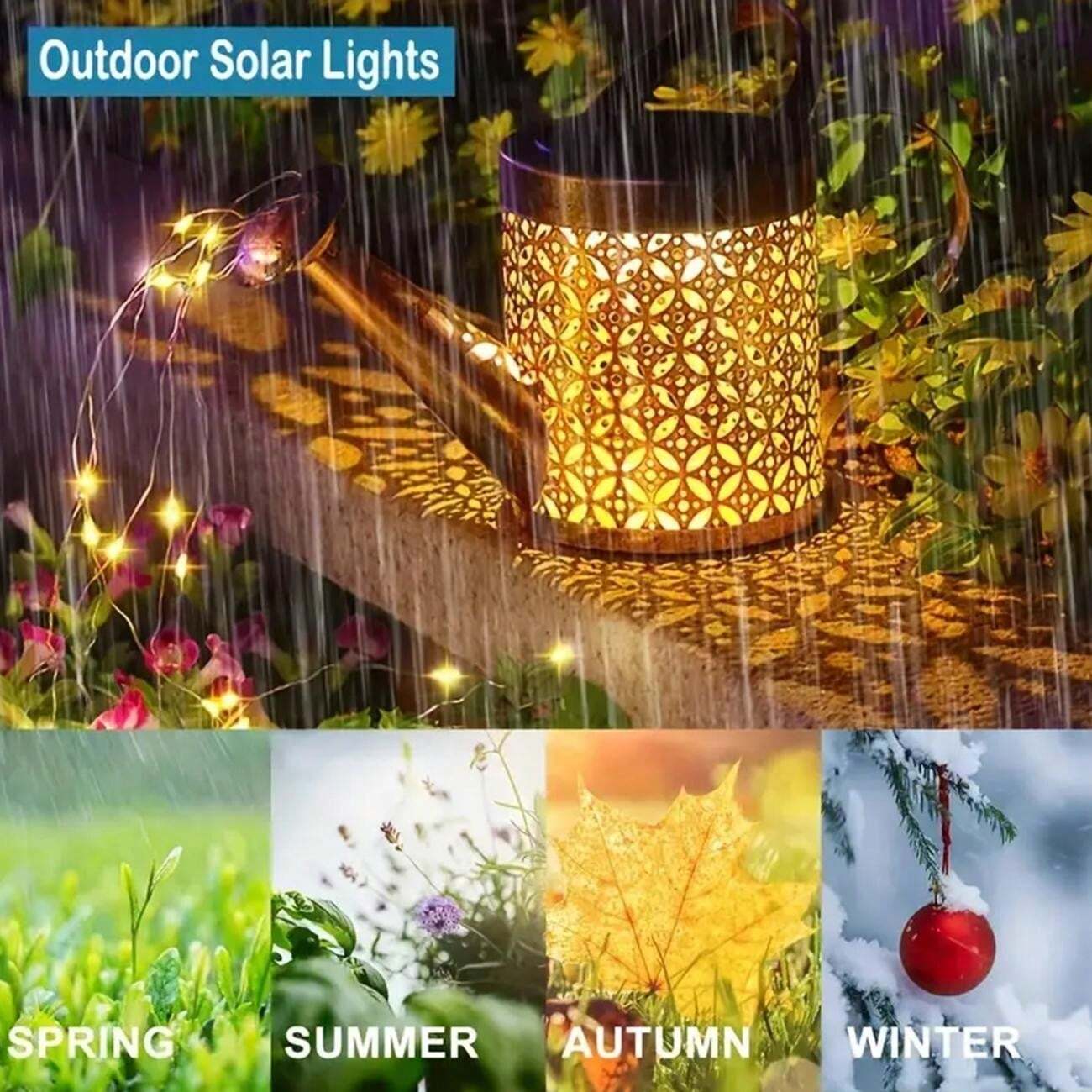 Solar Powered Watering Can With Lights, Waterproof Outdoor Hanging ...
