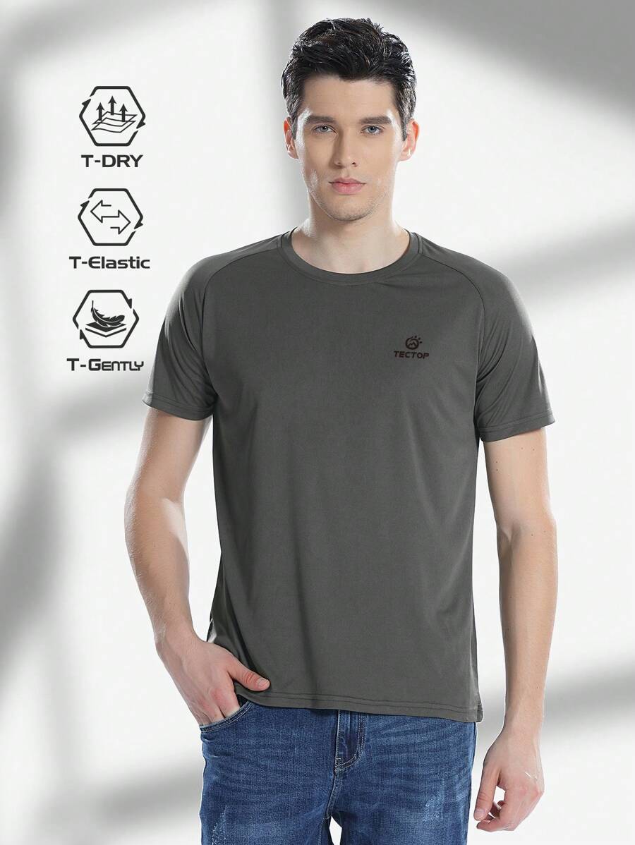 TECTOP Men Running T-Shirts Quick Dry Lightweight Short-Sleeve Sports ...