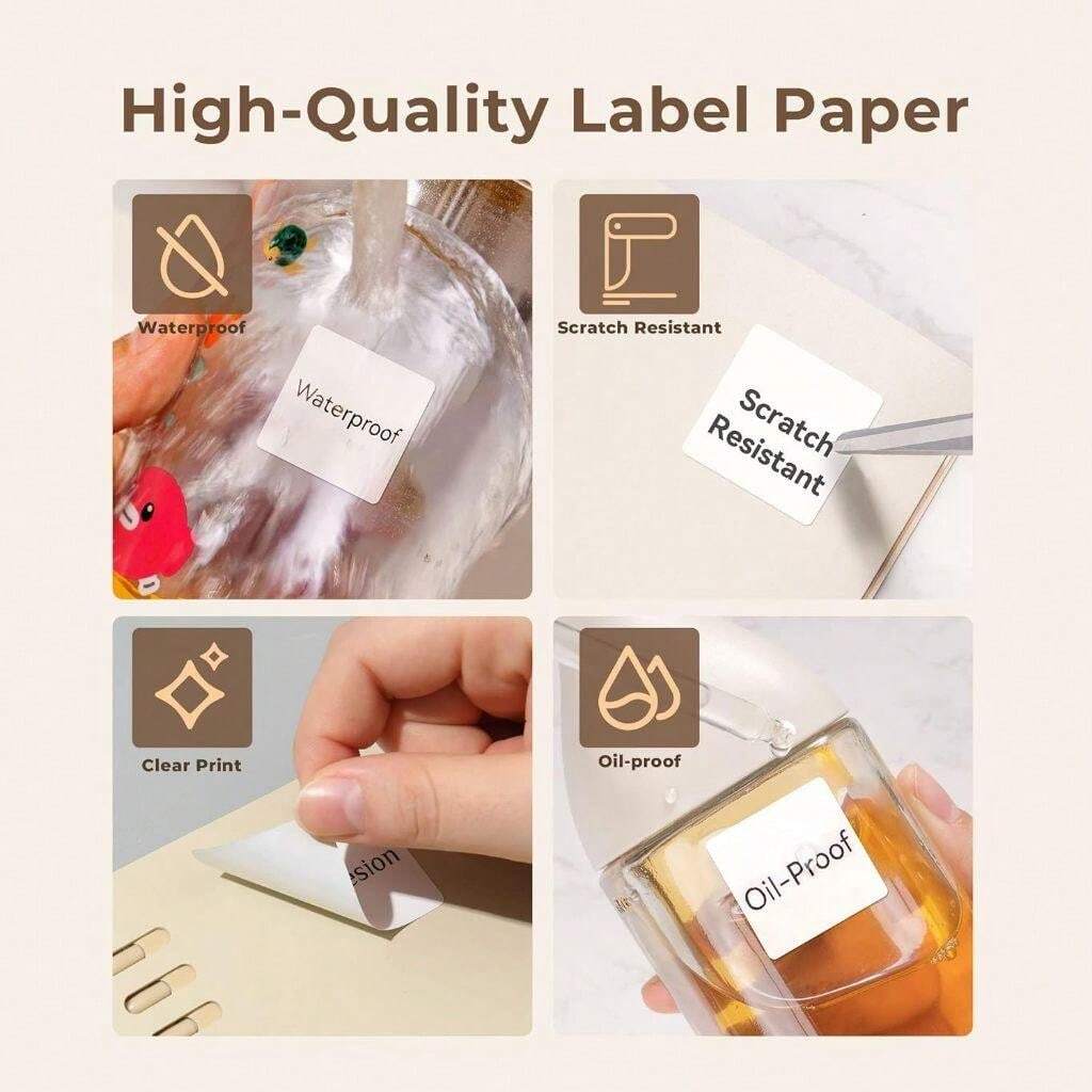 3Rolls, 50x50mm-150PCS White Square Label Sticker Self-Adhesive Thermal ...