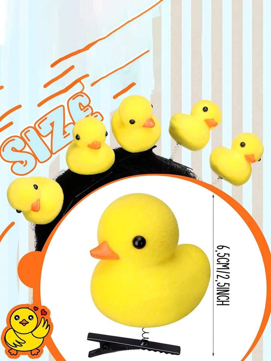 6 Pcs Yellow Duck Hairpin Set Duck Hair Clips For Children Kawaii ...