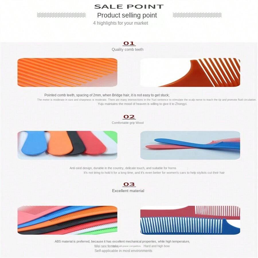 Men's Flat Head Curved Comb S-Shaped Hair Cutting Push Comb Arc-Shaped ...