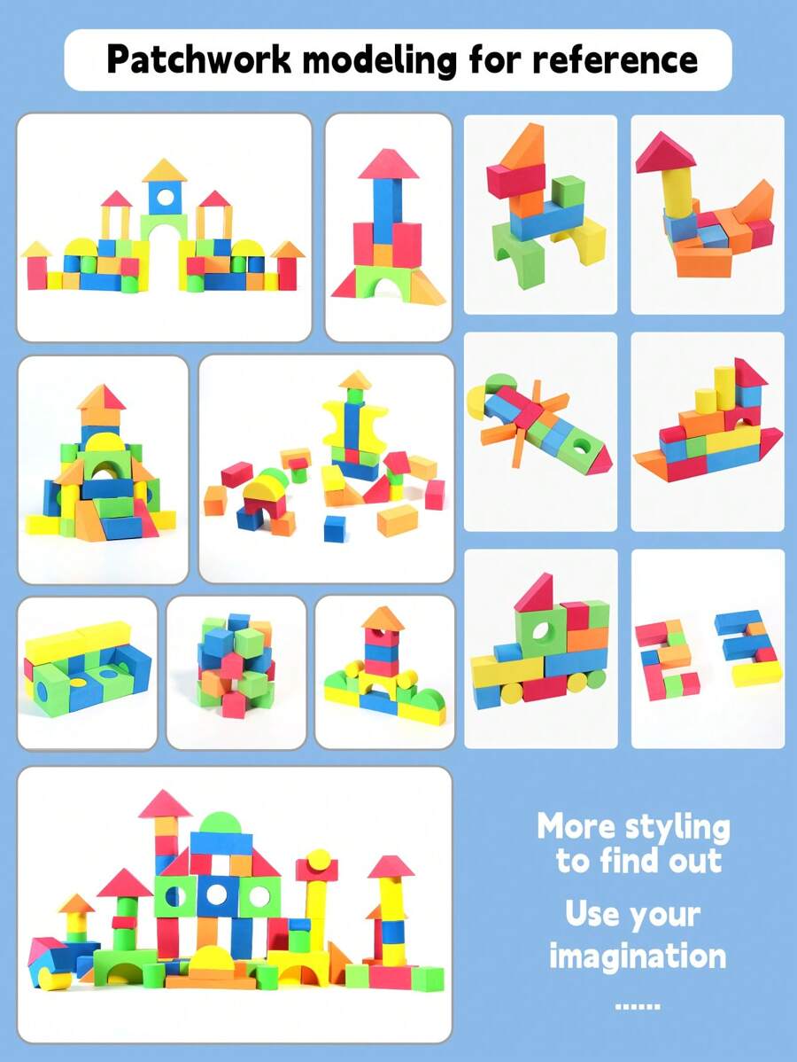 Foam EVA Building Blocks, 1 Box With 46 Pieces Of DIY Construction ...