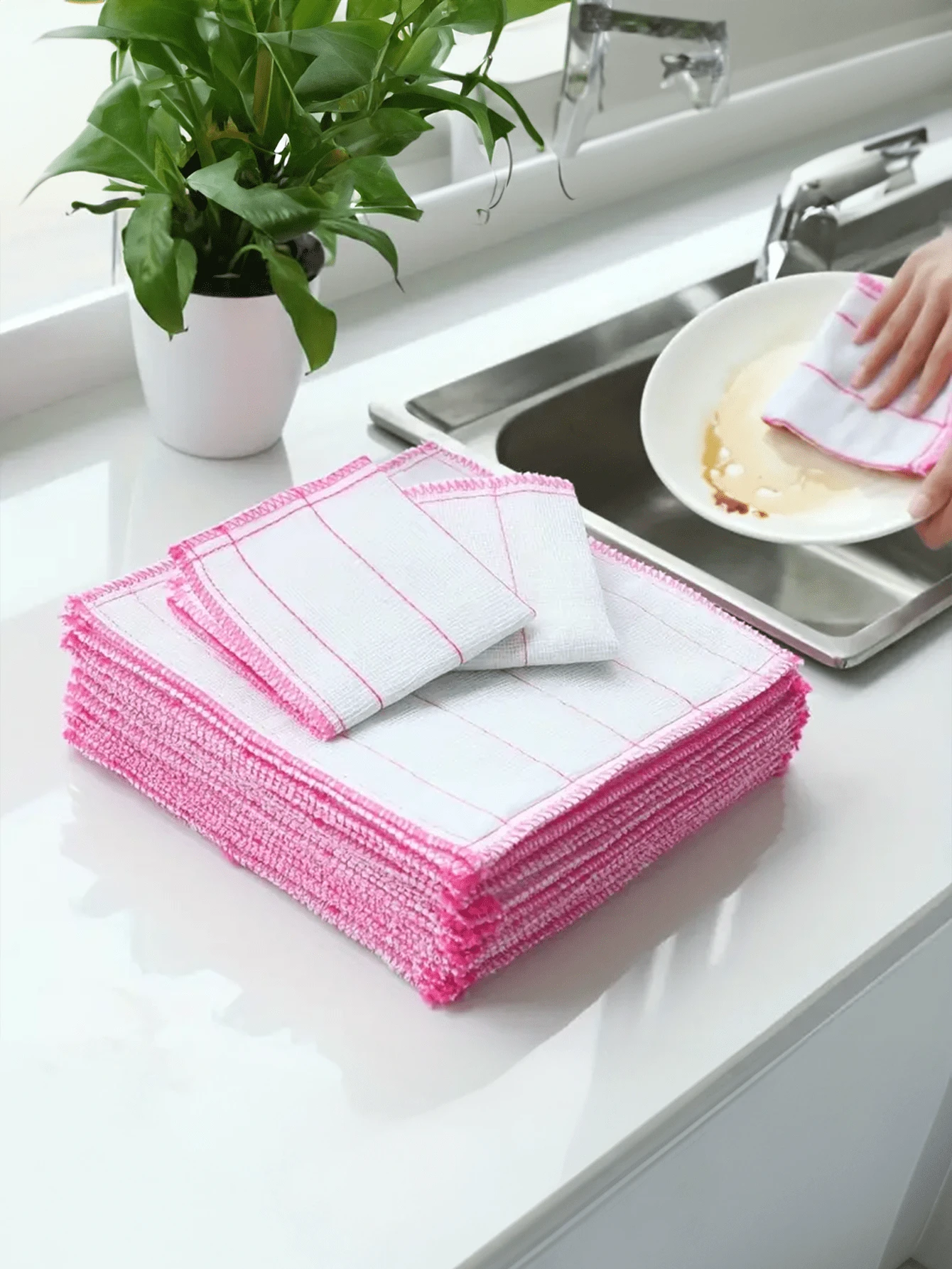 Pack de 5 chiffons à vaisselle absorbants en microfibre - Torchons à ...