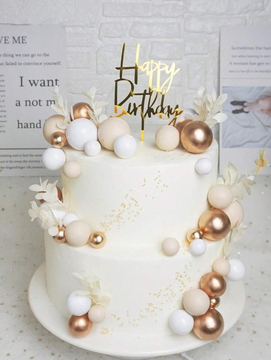 50Pcs Or 1pc Khaki Ball Cake Toppers, Boho Style Cake Toppers Khaki ...