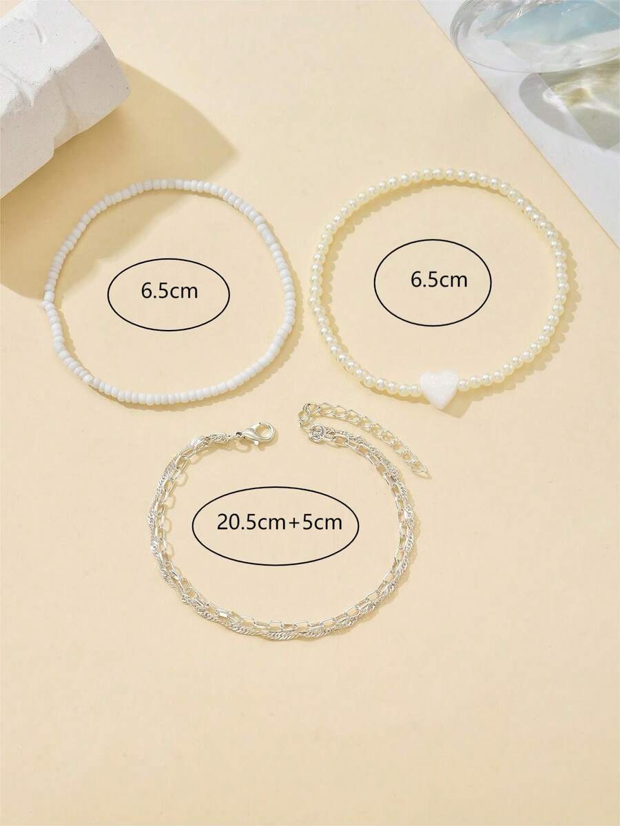 Conjunto de 3 cadenas para los pies de mujer con diseño de grano de ...