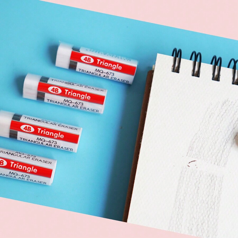 6pcs Triangular 4B Eraser For Students Office Exam Art Drawing Learning ...