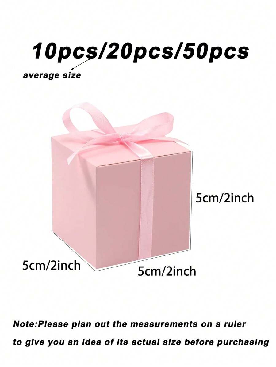 10pcs/20pcs/50pcs White/Pink/Silver 5x5cm Paper Gift Box With Ribbon ...