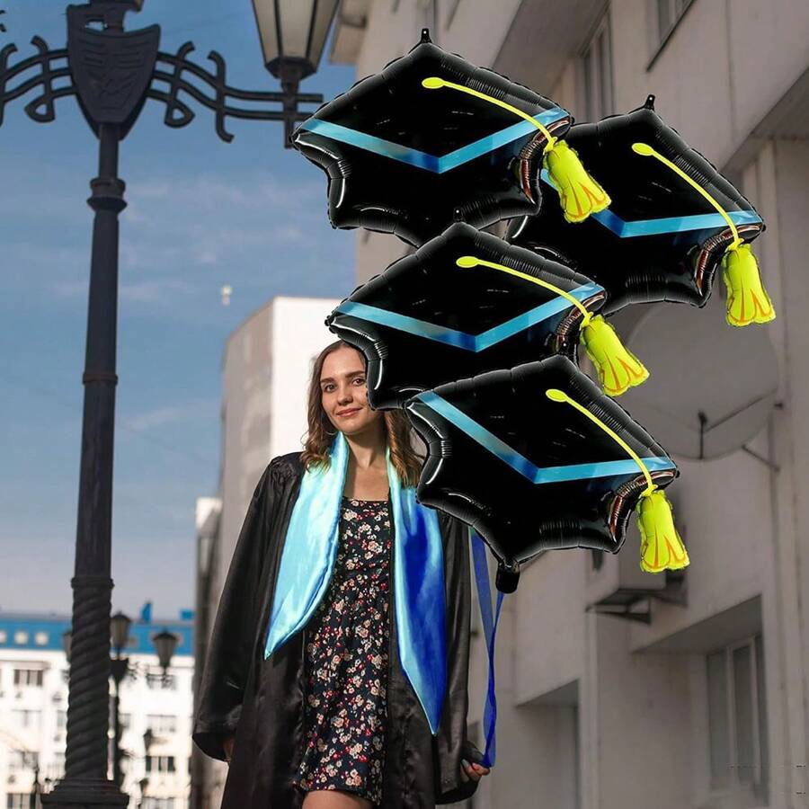 Large Graduation Cap Balloons - Set Of 4, 2024 Graduation Decoration ...