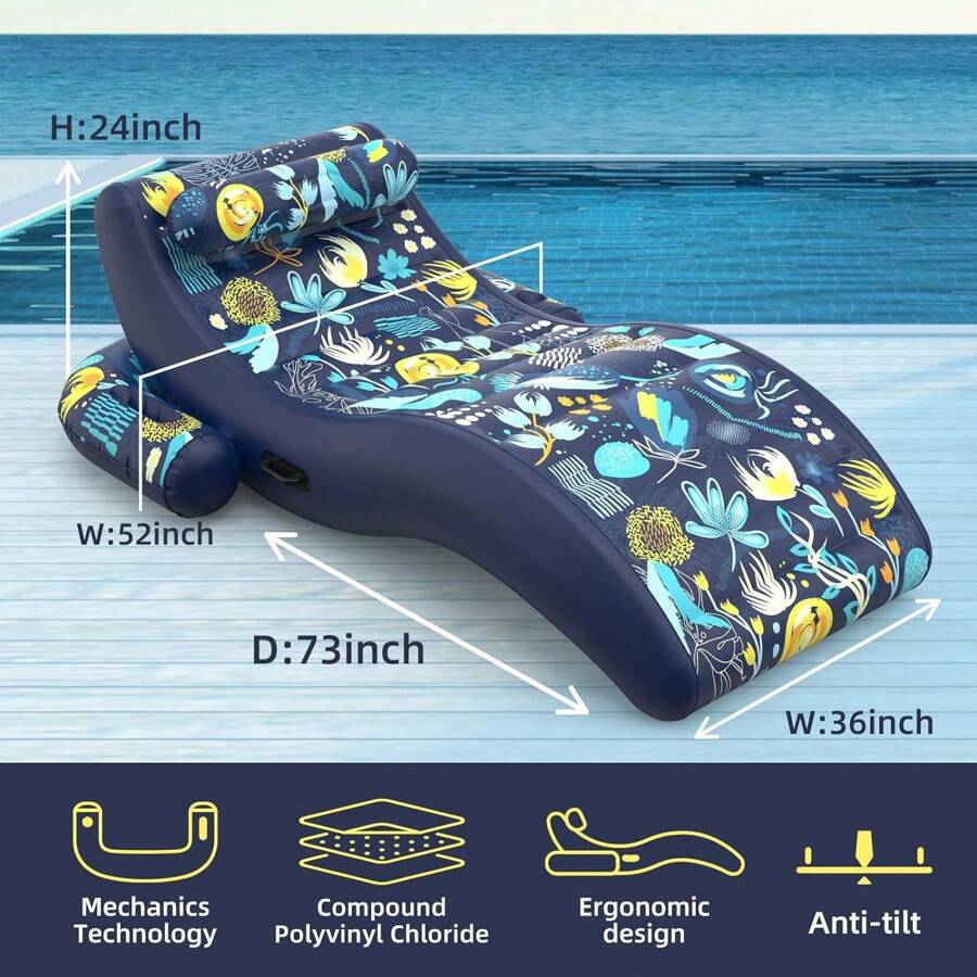 Inflatable Adult Water S-Shaped Sofa, Swimming Pool Backrest Float Raft ...