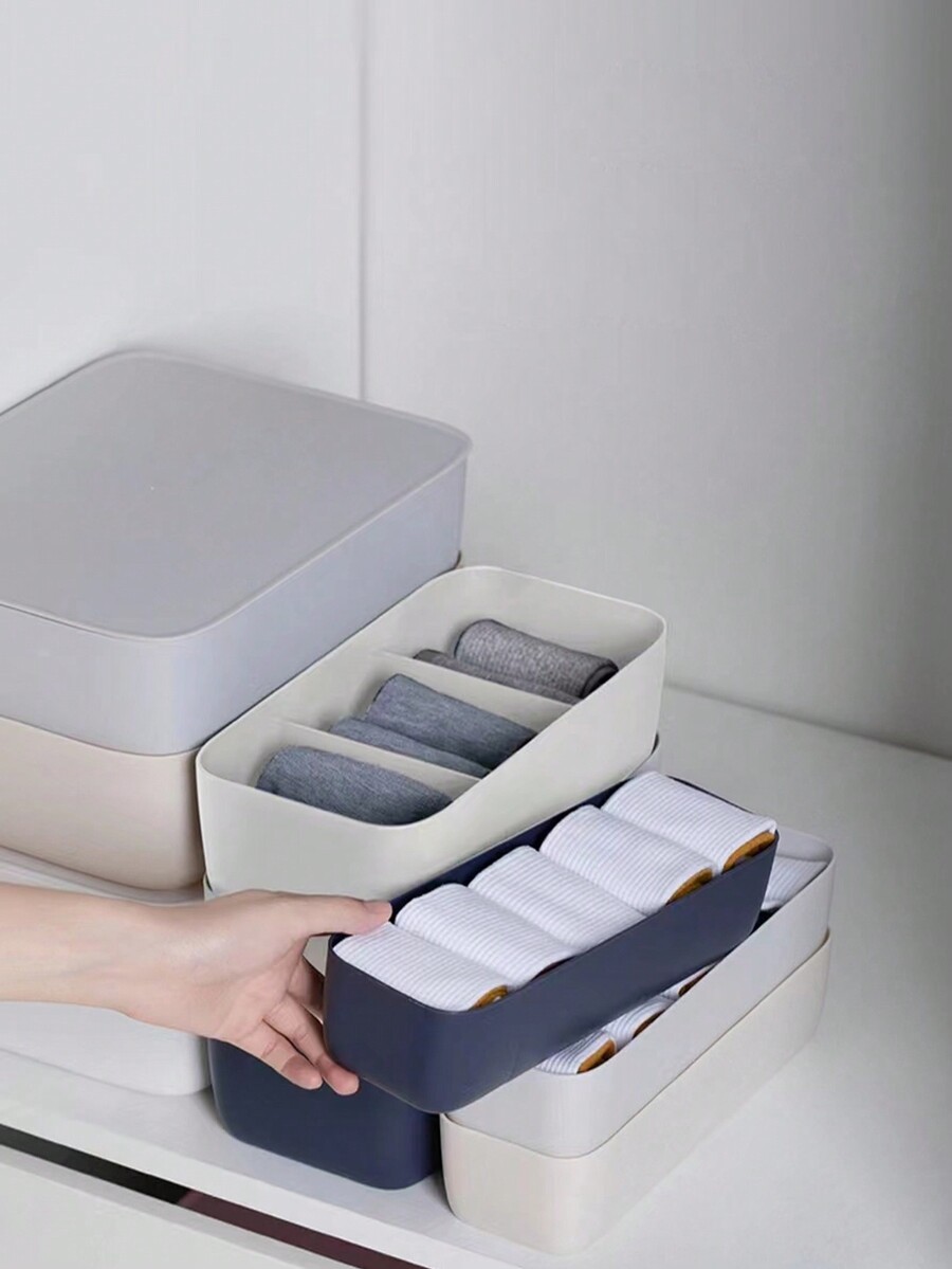 1pc Multifunctional Stackable White 3-Compartment Storage Box For ...