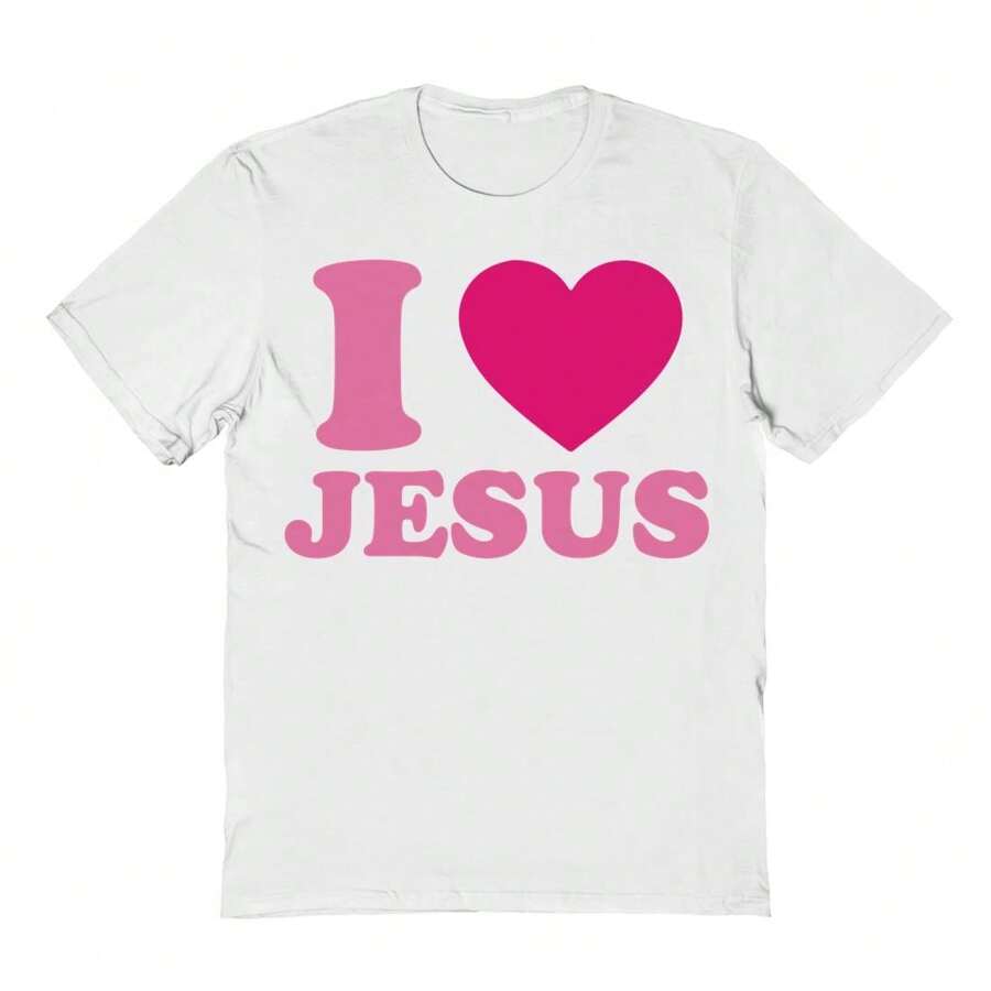 Nearly There I Love Jesus Heart Graphic Cotton Short-Sleeve T-Shirt ...