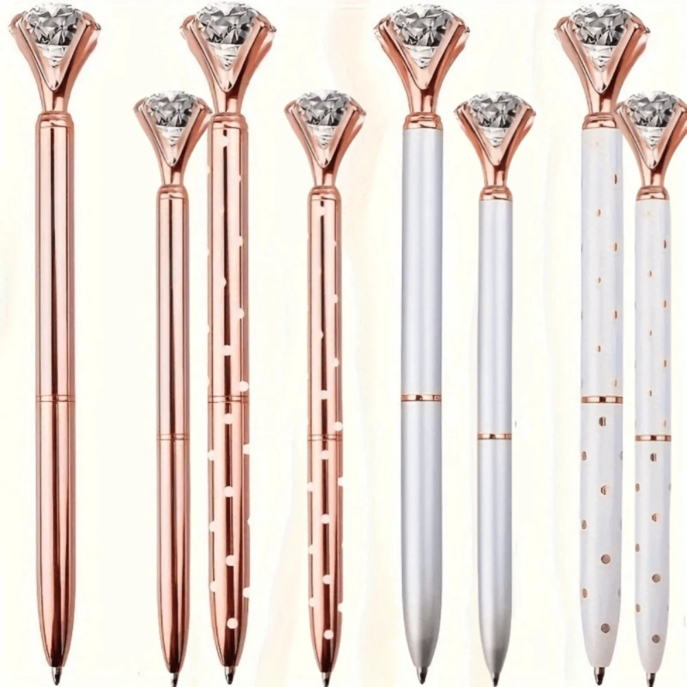 Deluxe 8pcs Set Metallic Ballpoint Pens With Shiny Faux Diamond, Multi ...