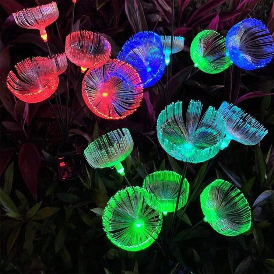 1/2pcs Solar Fiber Jellyfish Light RGB Garden Decorative Light Outdoor ...