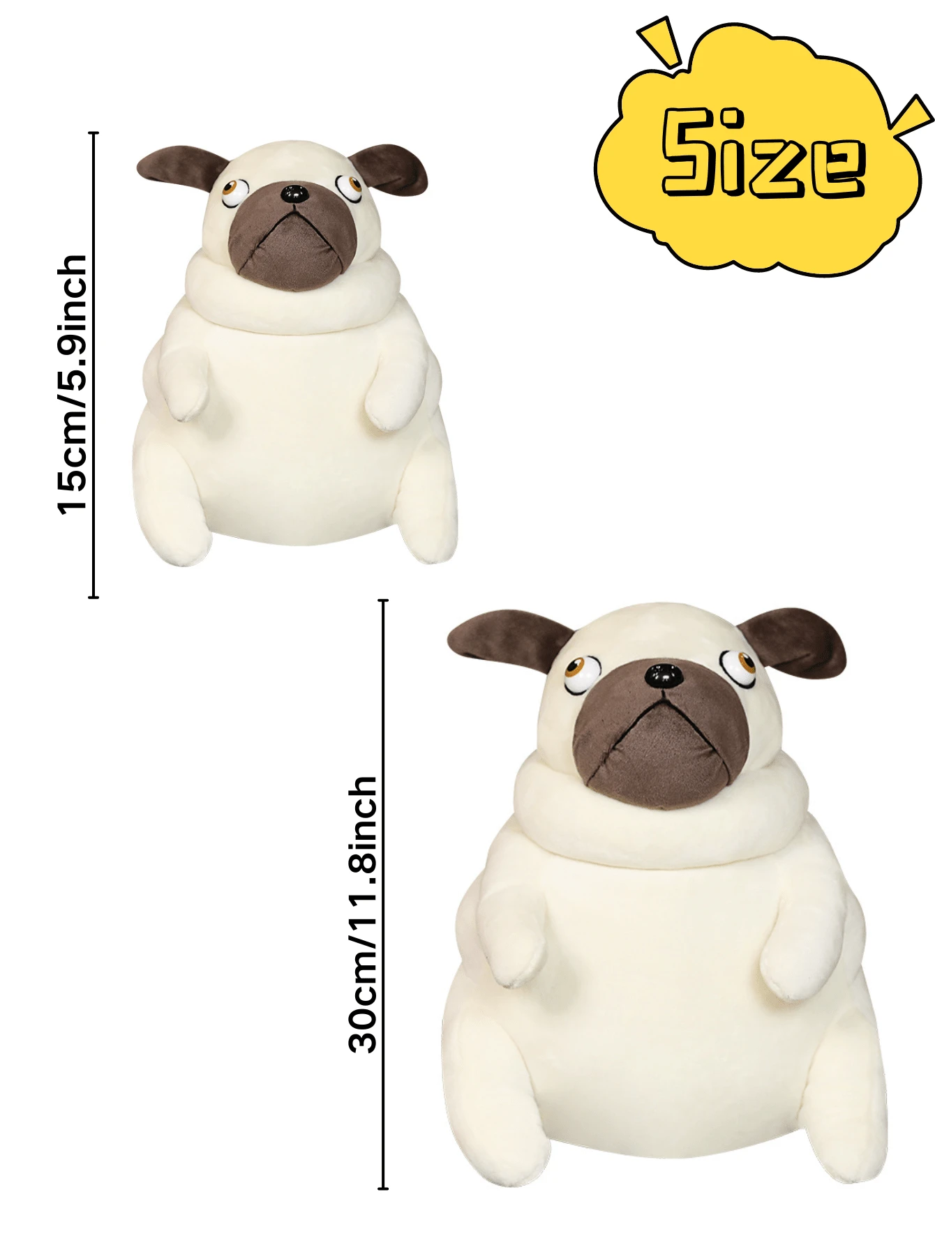 15cm/30cm Kawaii Shapi Dog Plush Toys Ugly And Cute Dog The Fat Pug ...
