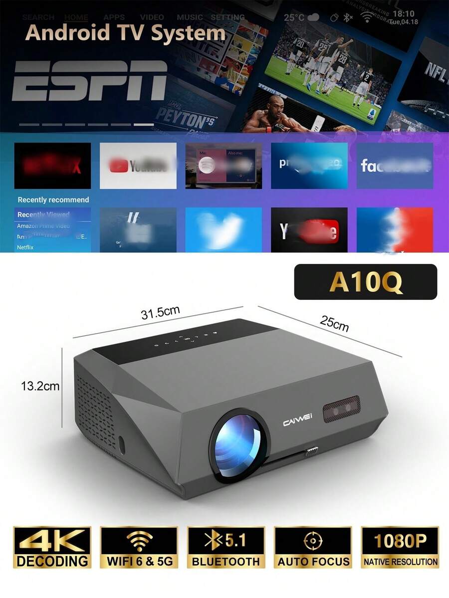 Ultra HD 4K Beam Projector For Home Theater 1080p Native Android Wifi ...