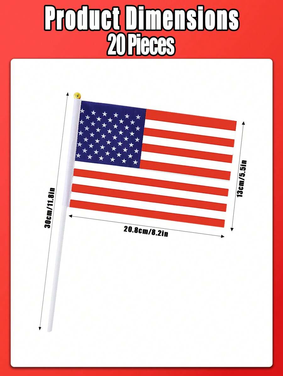 20 Pack USA United States Mini Flag 5.5x8.3 Inch Hand Held Small ...