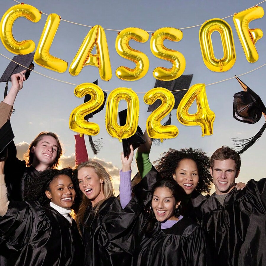 Class Of 2024 Balloon Banner For Graduation Party Decoration, Gold ...