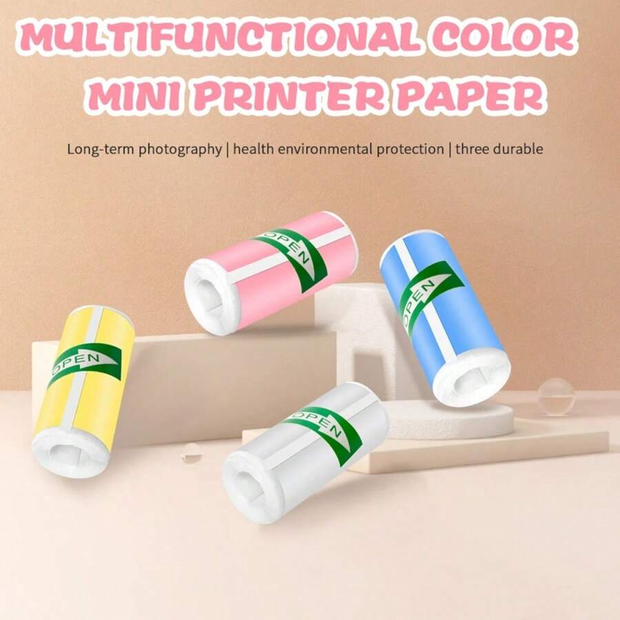 5 Pcs Self Adhesive Thermal Paper, Color Mini Printer Printing Papers ...