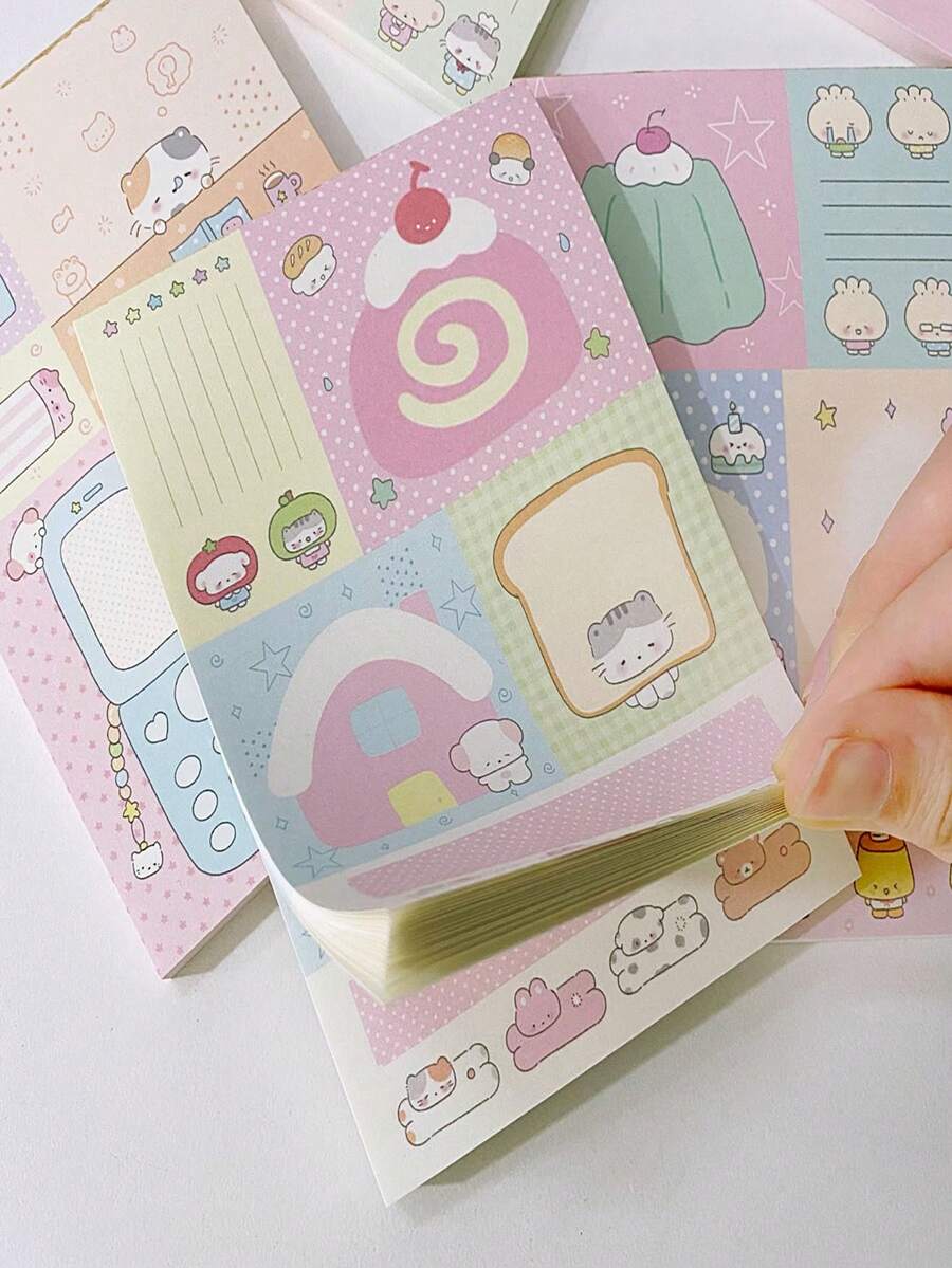 Colorful Sweet Treats Patterned Notepad - 50 Sheets Per Book | SHEIN USA