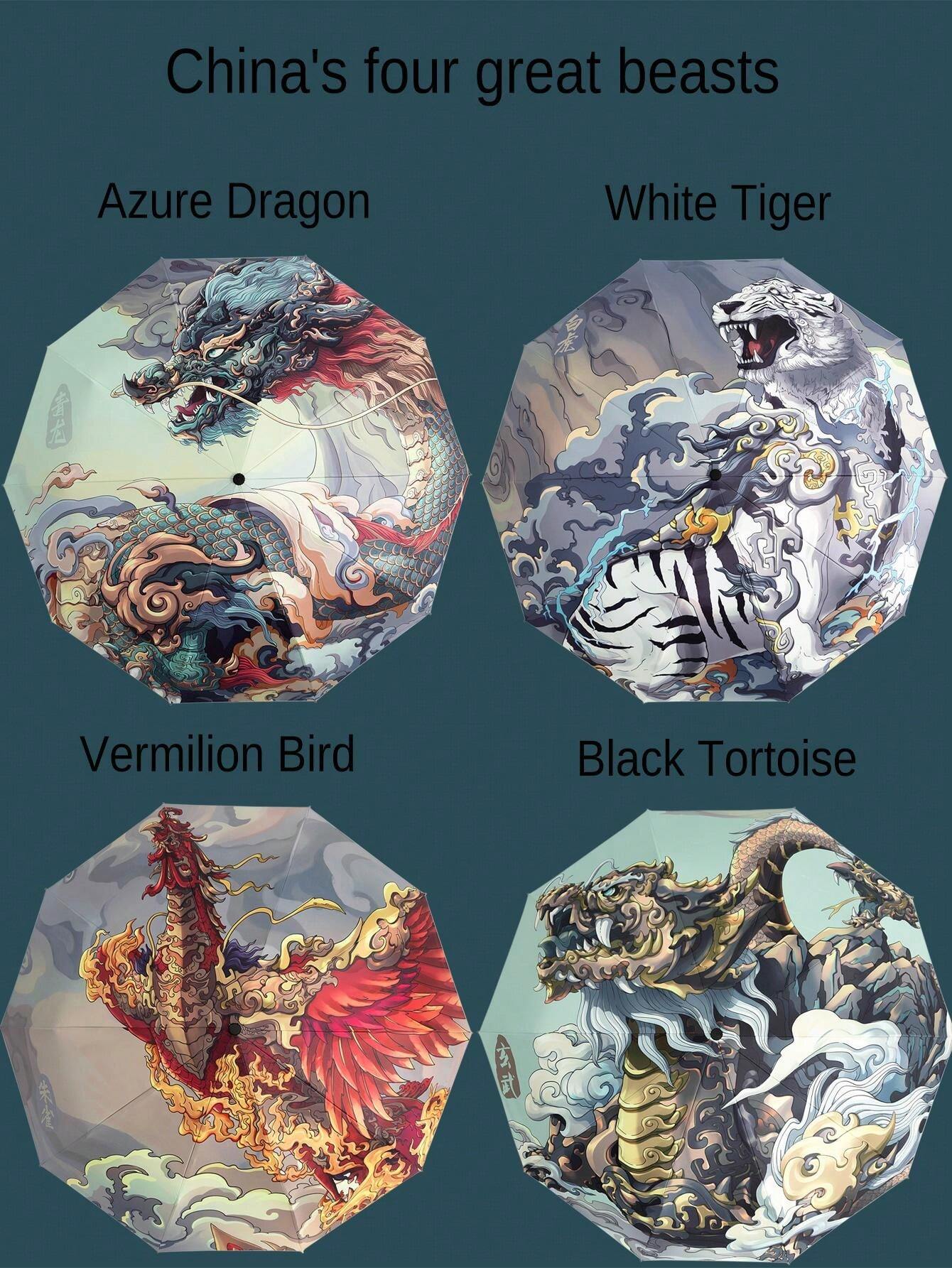 Chinese Mythology Four Mythical Creatures: Azure Dragon, White Tiger ...