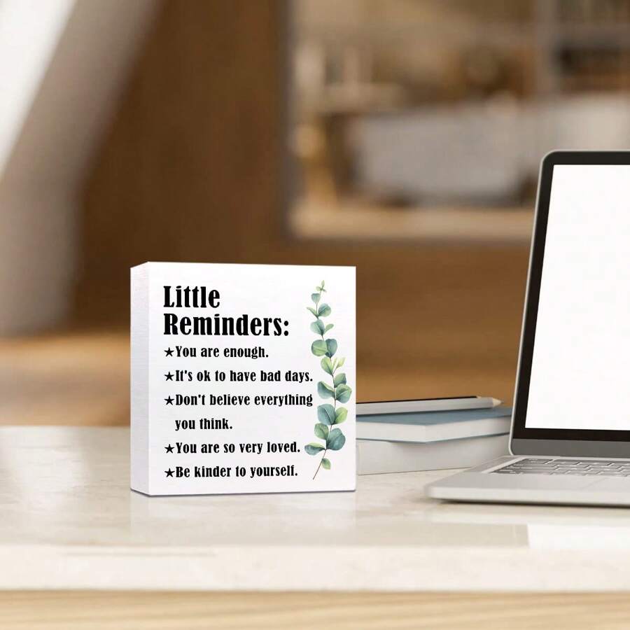 1pc, Inspirational Little Reminders Wood Box Sign, Desk Decor ...