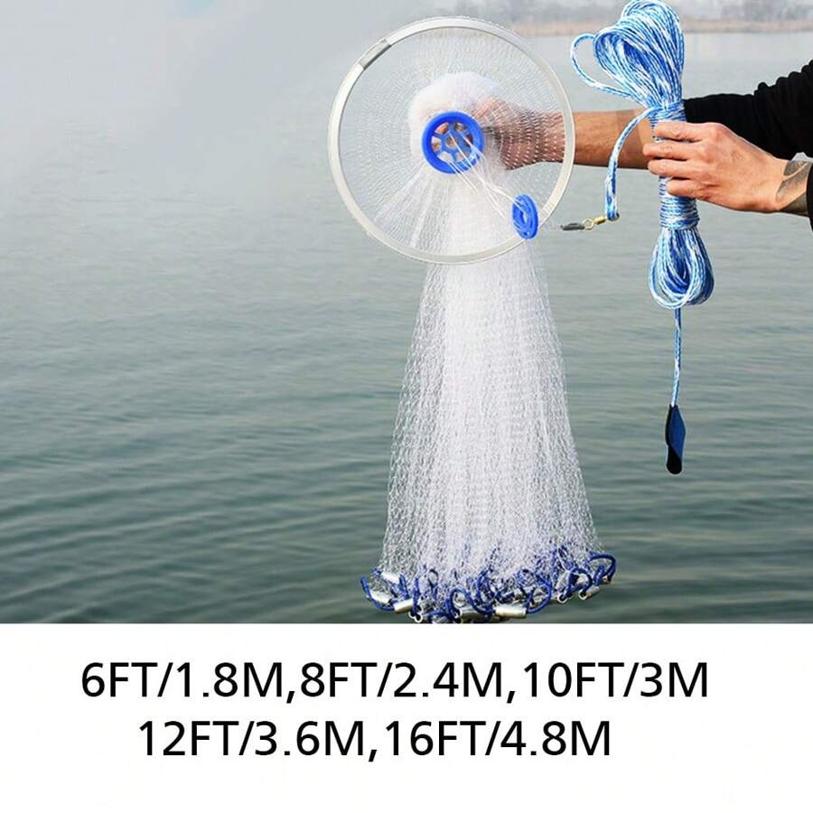 Fishing Cast Net With Aluminum Ring Saltwater Freshwater Bait Shrimp ...